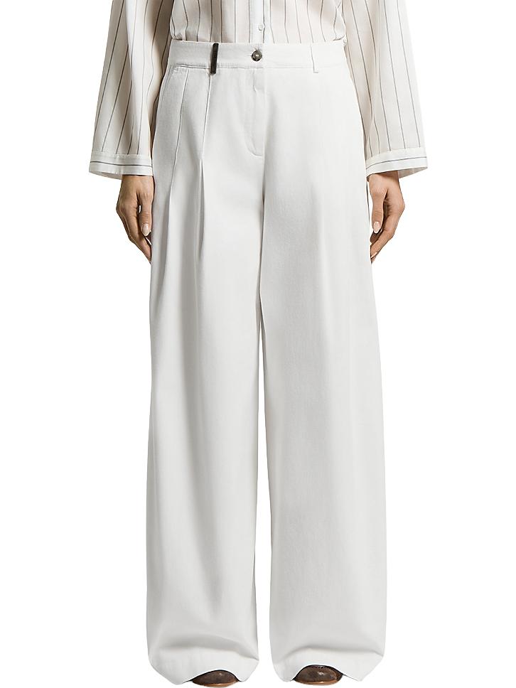 PESERICO Peserico Ready to Dye Stretch Cotton Gabardine Wide Leg Pants